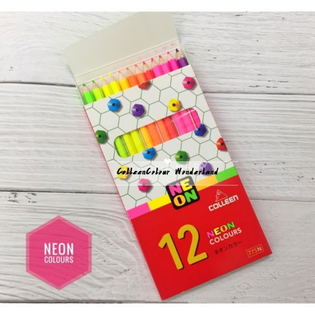 Colleen Neon Colour Pencil 12pcs Metallic Colour Set Rainbow Colour ...
