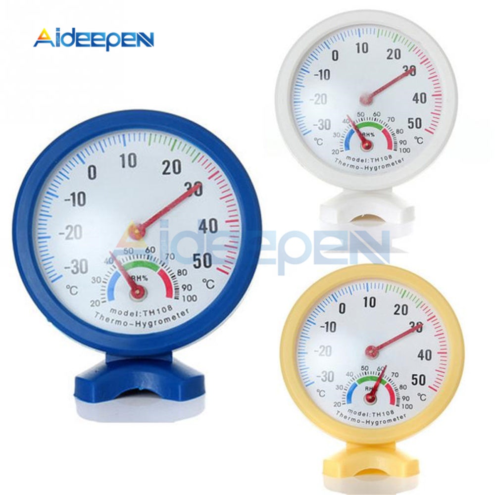 Mini Round Clock-shaped Indoor Outdoor Thermometer Hygrometer Home ...