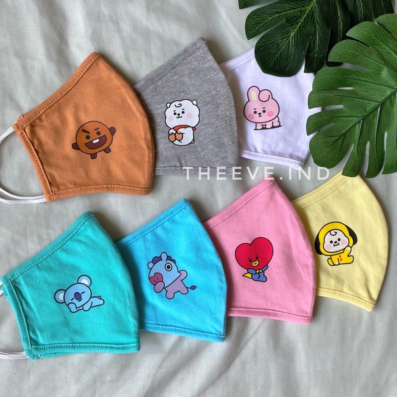 KATUN Theeve BT21 BTS FABRIC MASK | Korean Kpop Earloop 2 Ply Cotton ...