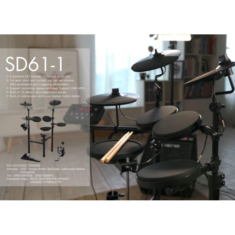CLERANCE SALE Avatar SD61-1 Drums Electric Drum Kit Compact Series Dual ...