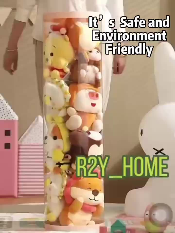 R2Y Transparent Stuff Doll Organizer Toy Storage Bucket Doll column ...