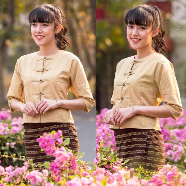 Native Shirt Kasalong With Chinese Buttons Natural Brown | Shopee ...