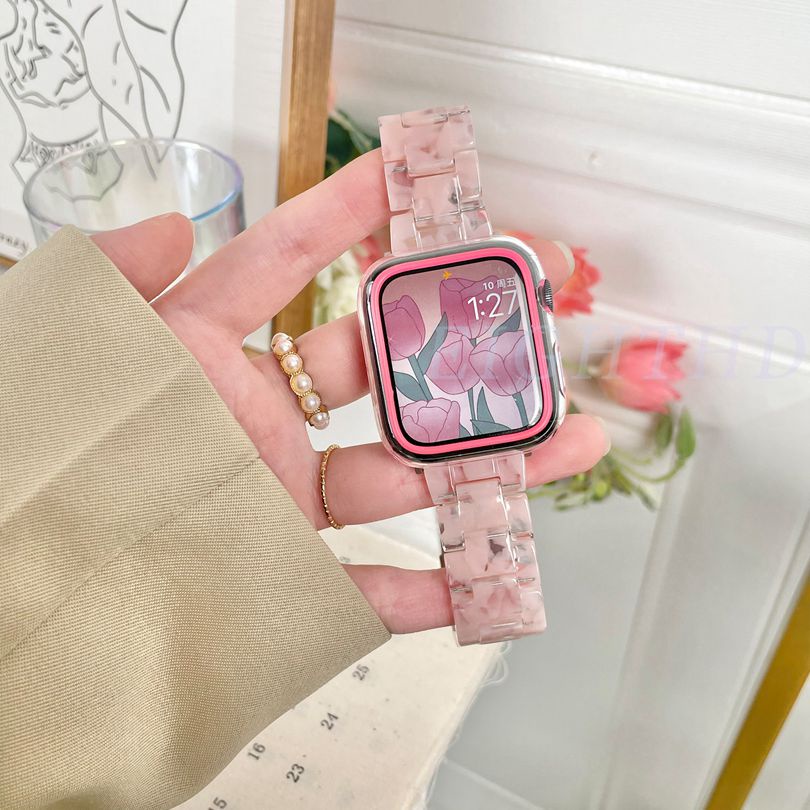 Resin Band and Luminous Case For Smart Watches Series 8 7 6 SE 5 4 3 2 ...