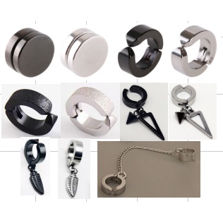 1 Pcs Punk Titanium Steel Ear Clip For Men Women Black No Pierced Fake ...