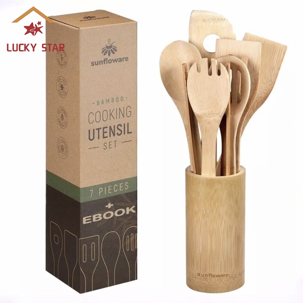 8in1 Eco Friendly-Bamboo Kitchen Utensils Set Bamboo Spoon Sianse ...