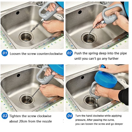 (COD) Pipe Unblocker Pipe Drain Blockage Cleaner Hook Steel Spring ...