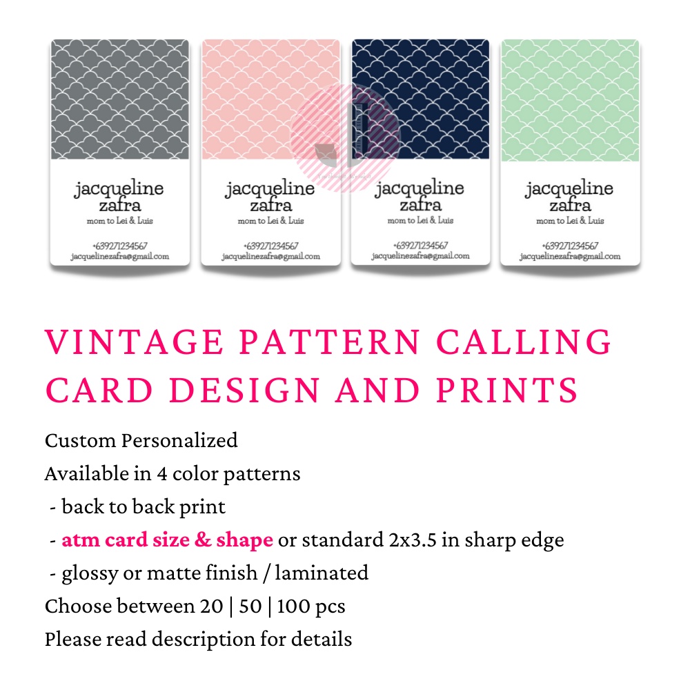 Vintage Pattern Calling Card Set | Mom's Calling Card | Girls Card ...