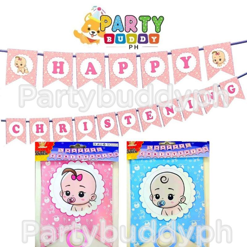 Happy Christening Pink Blue New Baby Banner (2021 Design!) | Shopee ...