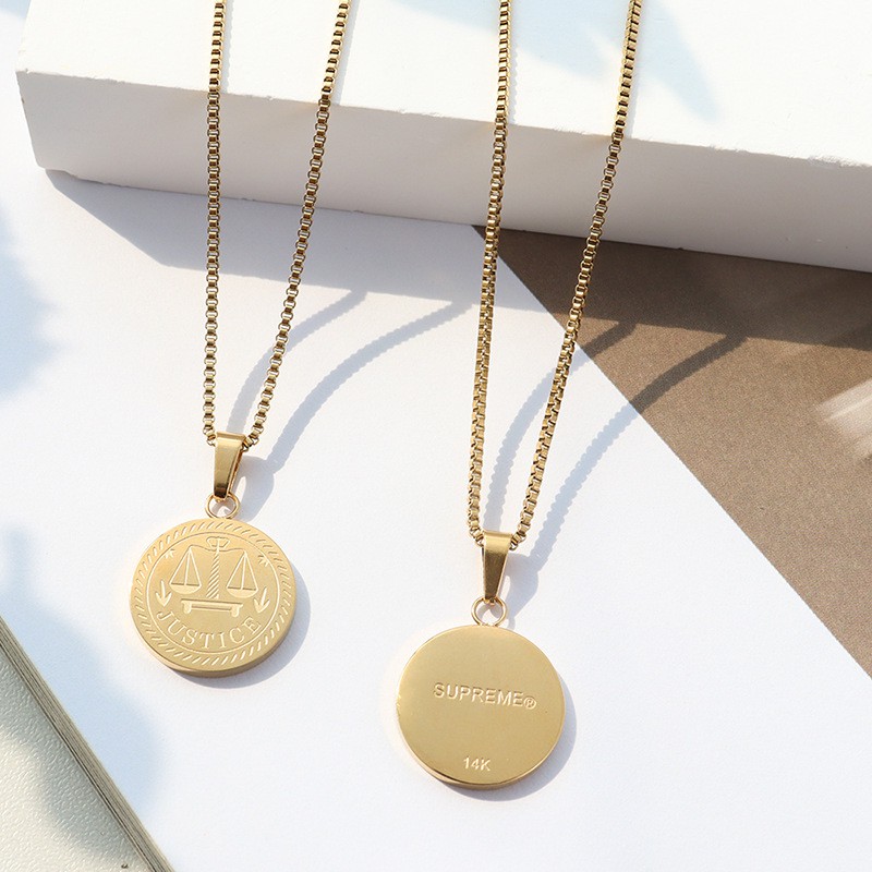 Minority light luxury ins Fengtian flat round brand Pendant Necklace ...