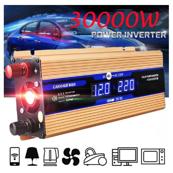 30000W LED Intelligent Digital Display Car inverter DC 12Vto AC 220V ...