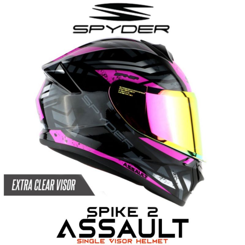 SPYDER Spike 2 Assault Series 8 Single Visor Helmet + Free Extra Clear ...