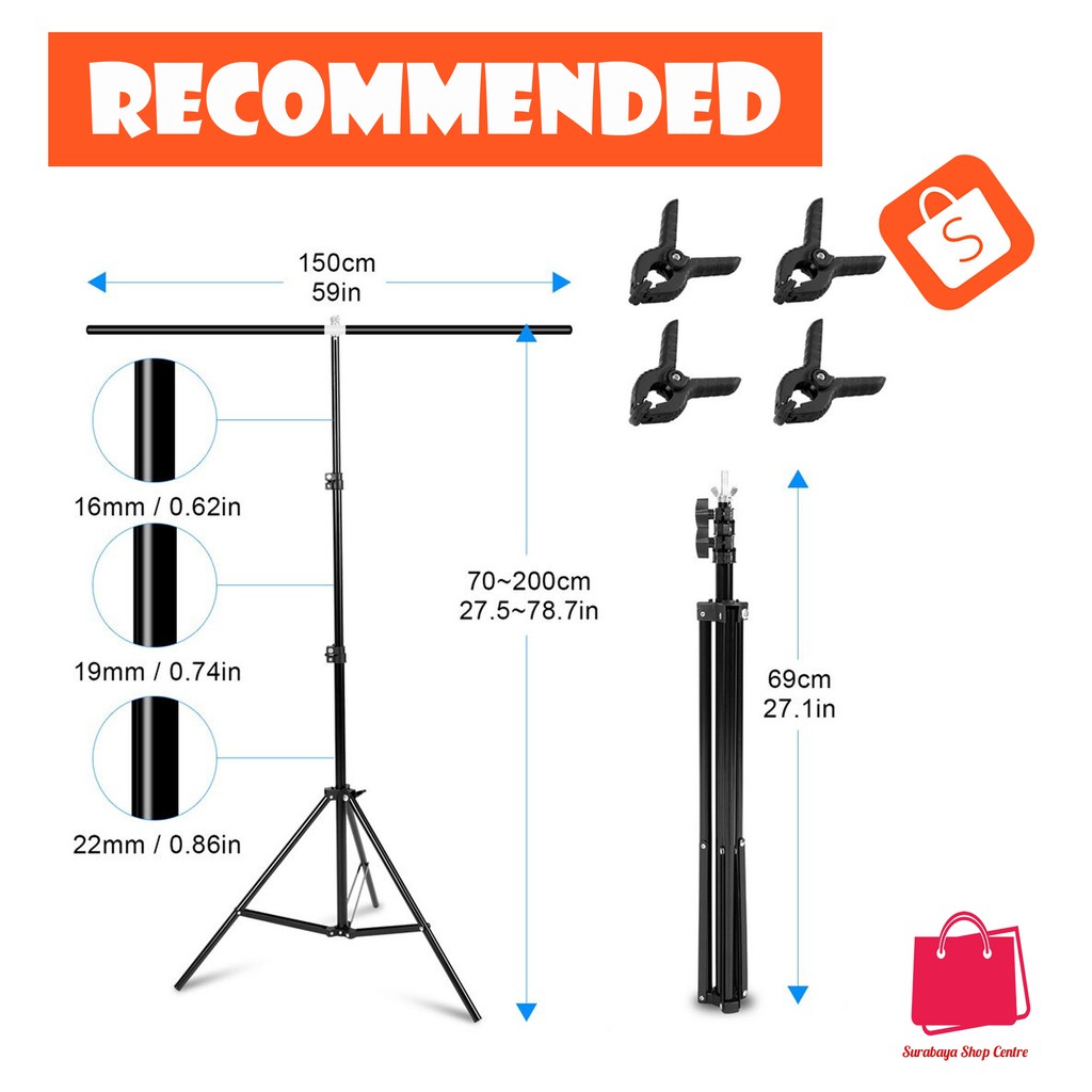Tripod T-Shaped Bracket Stand Backdrop Photo Studio Background Frame ...