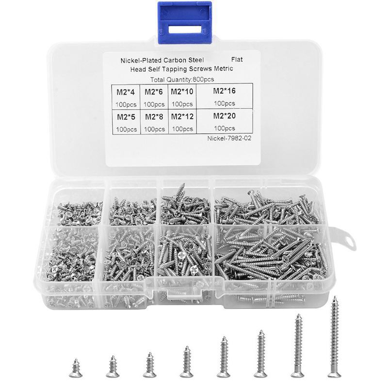 800Pcs Self Tapping Screw Kit Lock Nut Wood Thread Nail Screw Sets M2 ...