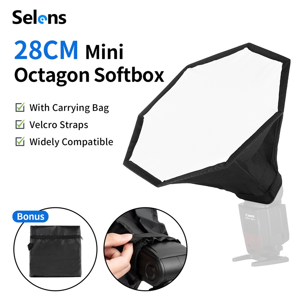 Selens Flash Softbox Diffuser for Photographi 19cm Mini Octagon Softbox ...
