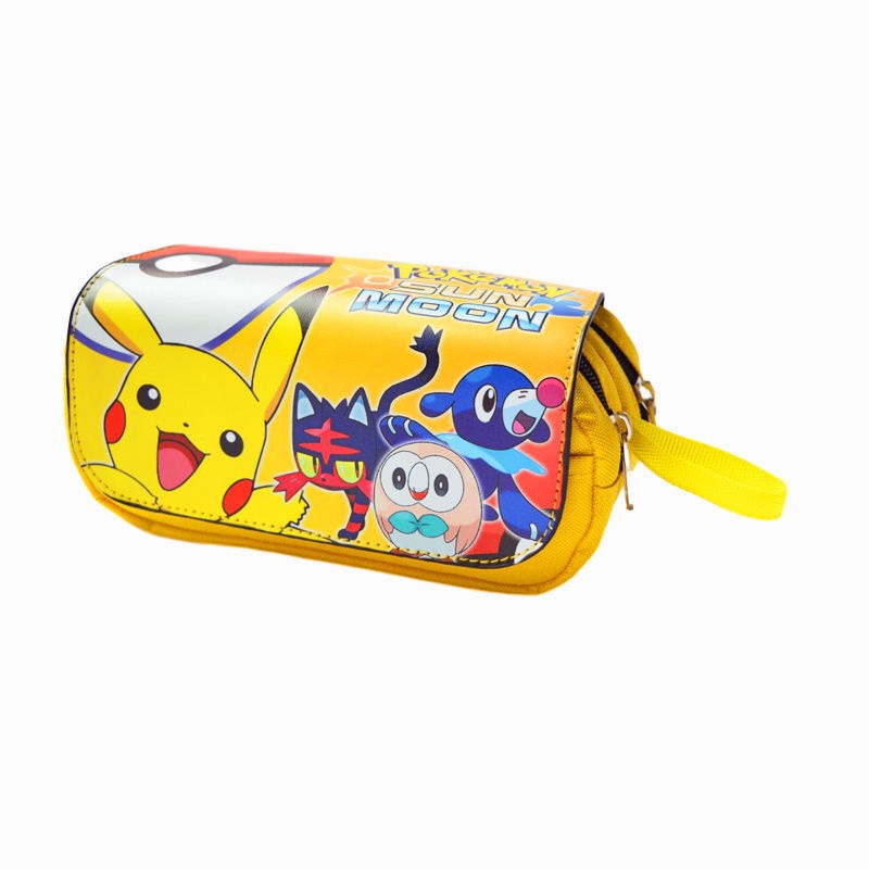 Pokemon Pencil Case kids Soft Multi-layer Canvas Stationery Storage Bag ...