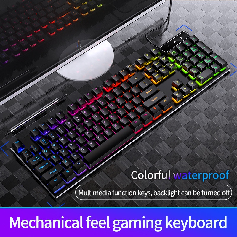 Gaming Keyboard Wired Colorful Backlight Usb 104 Keys Abs Material ...