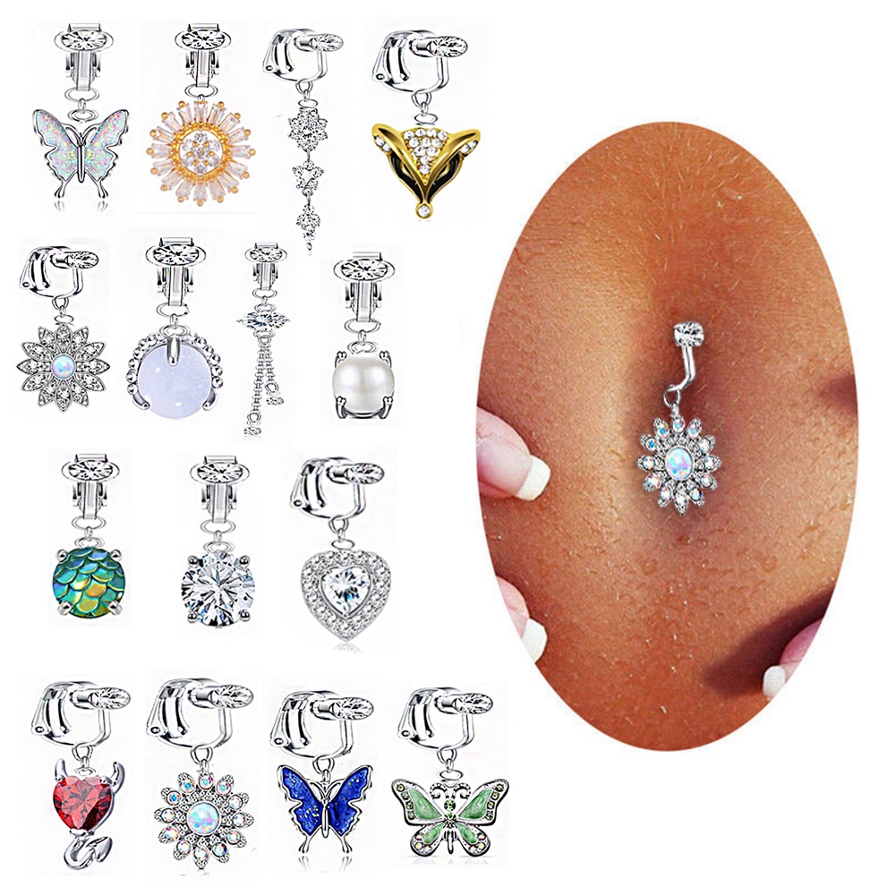 Butterfly Fake Belly Button Piercing Fake Belly Piercing Clip on ...