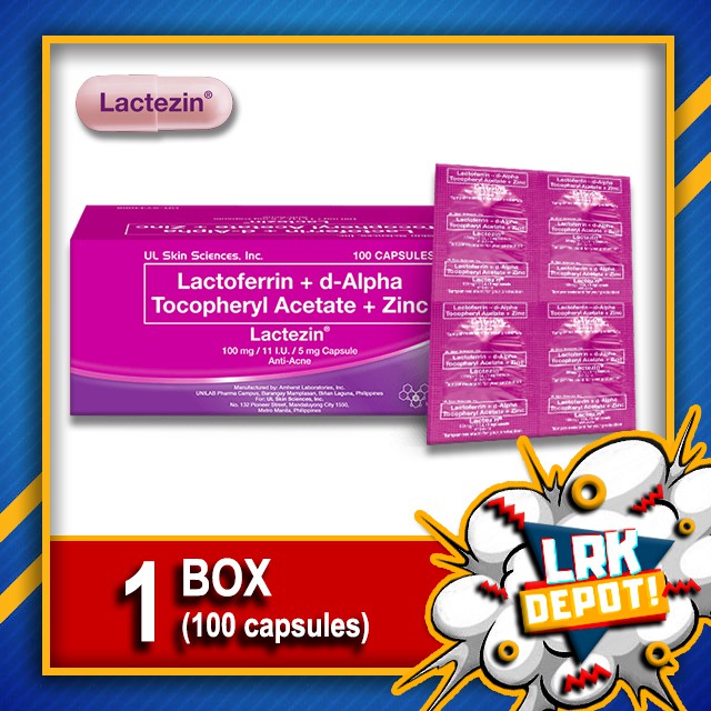 Lactezin Anti-Acne 100 capsules (Lactoferrin + Vitamin E + Zinc ...