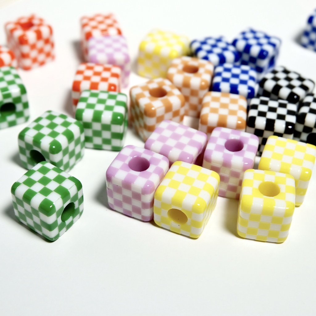 Checkerboard Beaded Straight Hole Jewelry Handmade Loose Beads Clothing ...