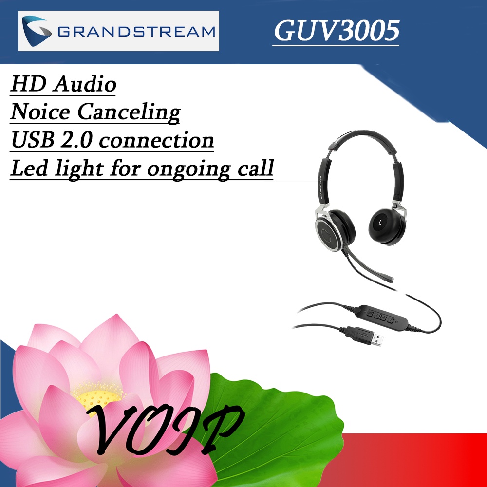 Grandstream GUV3005 -Advanced USB Headset with noise cancellation ...