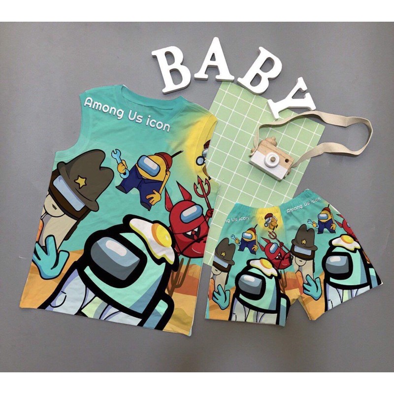 Set Sleeveless 3d printed cold elastic with cartoon characters that ...