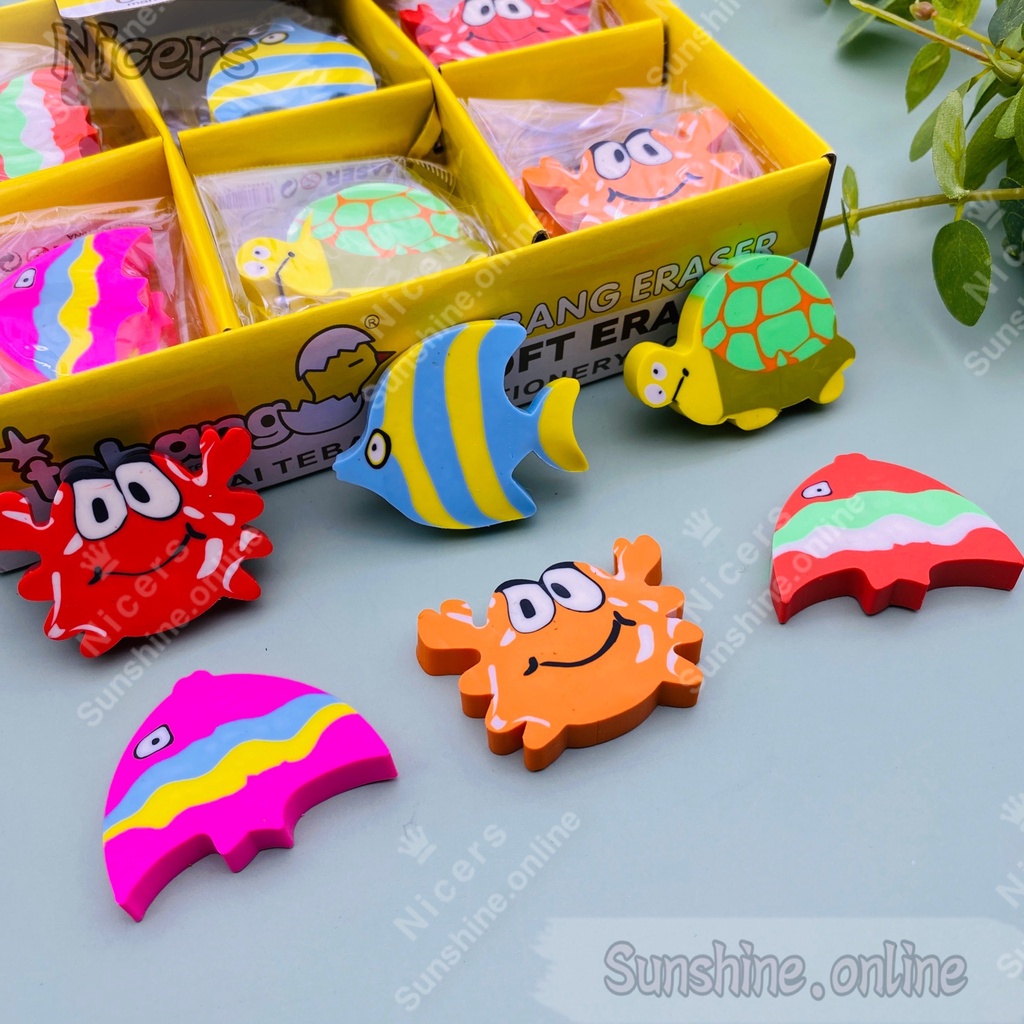 30pcs Tebang Cute Design Eraser Fish Tortoise Carb TB15030 | Shopee ...