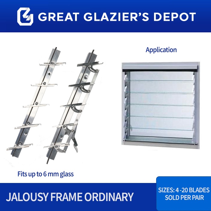 Jalousie Frame Ordinary 4 Blades - 10 Blades *GLASS NOT INCLUDED 1 Pair ...