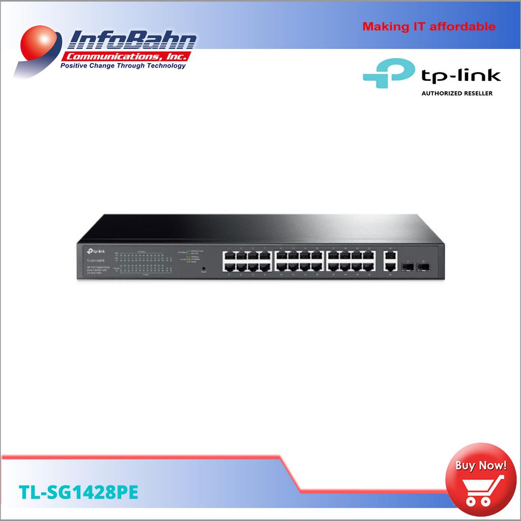 TP Link 28-Port Gigabit Easy Smart Poe Switch with 24-Port Poe+ Tl ...