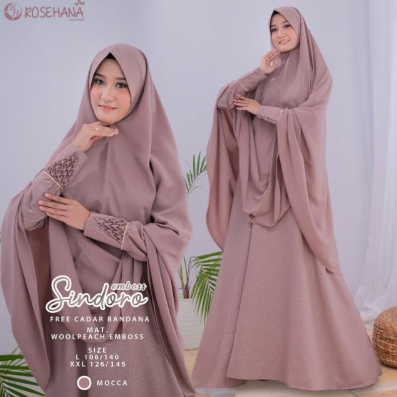 Plain Syari Robe Set Hijab Plus Bandana Veil Sindoro Syari Robe Syari ...