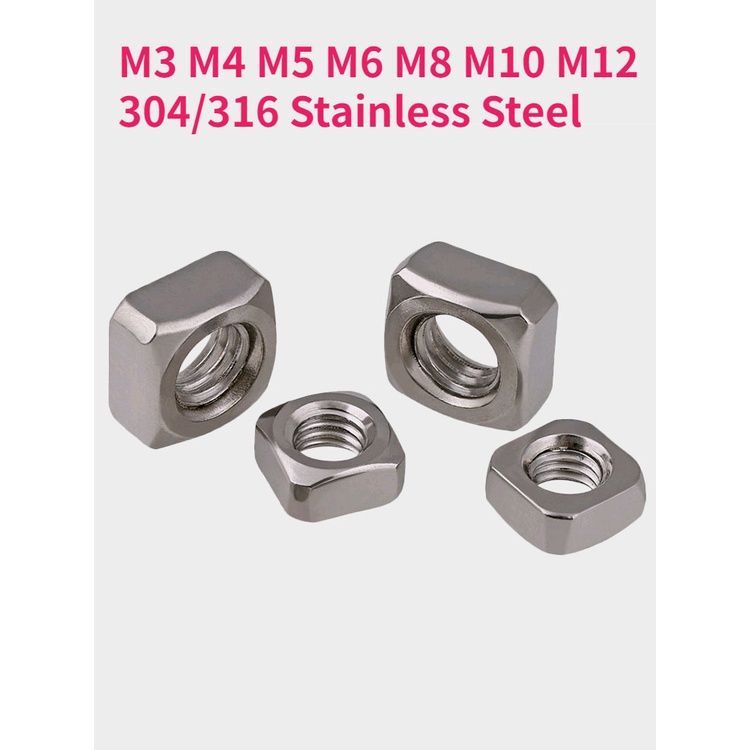 M3 M4 M5 M6 M8 M10 M12 304/316 Stainless Steel Square Nuts Square ...