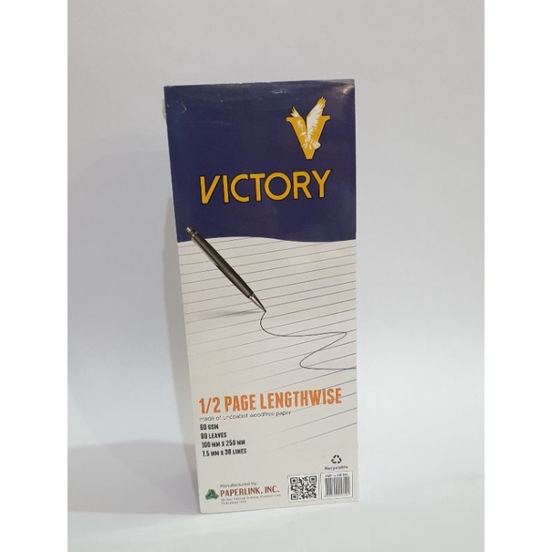Victory Pad Paper 1/2 Page Lengthwise ( Set of 10 Pads) | Shopee ...