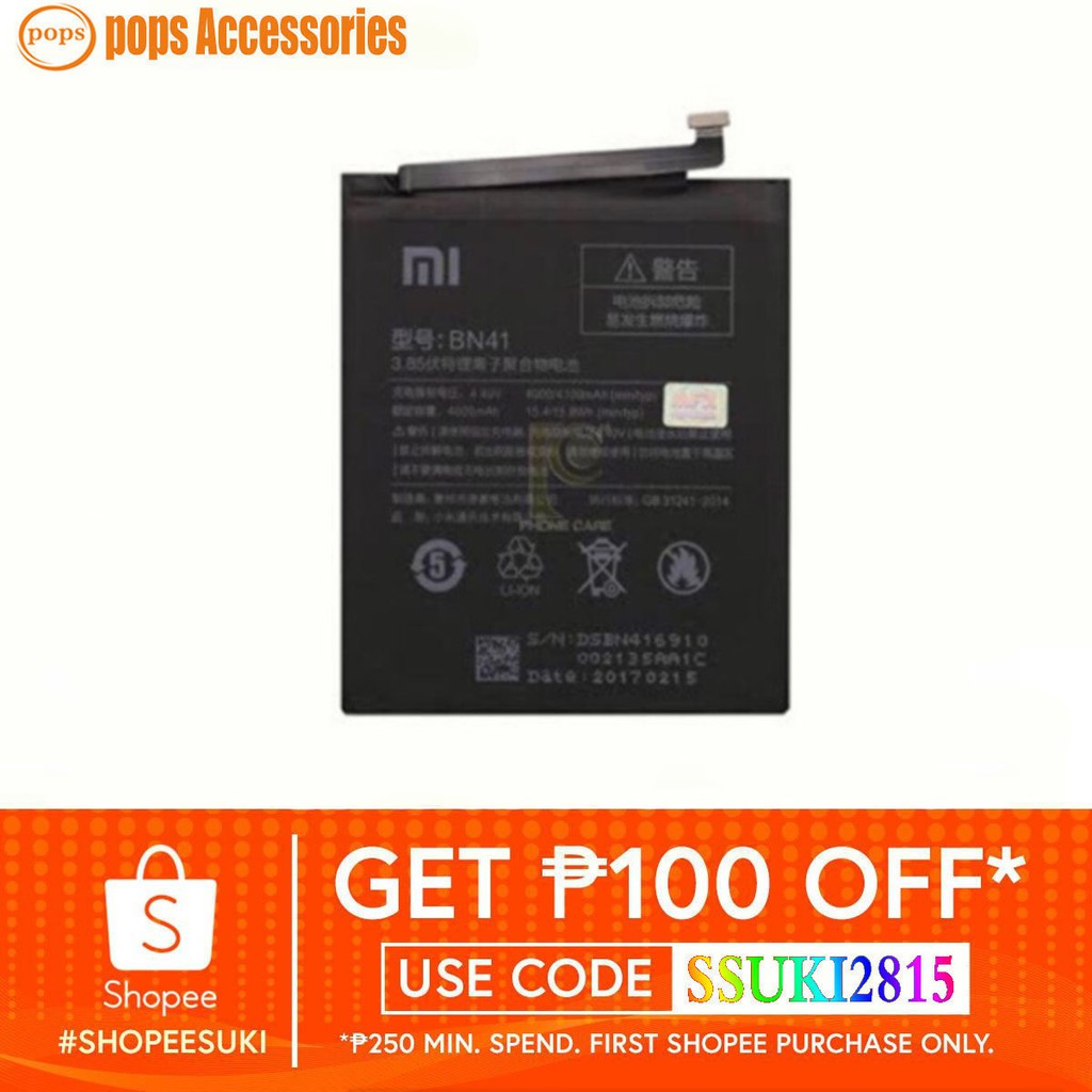 Xiaomi Red Mi BN41 Battery For REDMi Note4 | Shopee Philippines