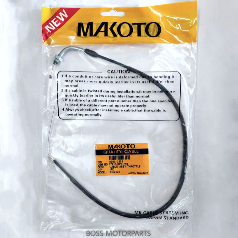 MAKOTO THROTTLE CABLE XRM 110, XRM 125, WAVE 100, TMX 155, TMX 125 ...