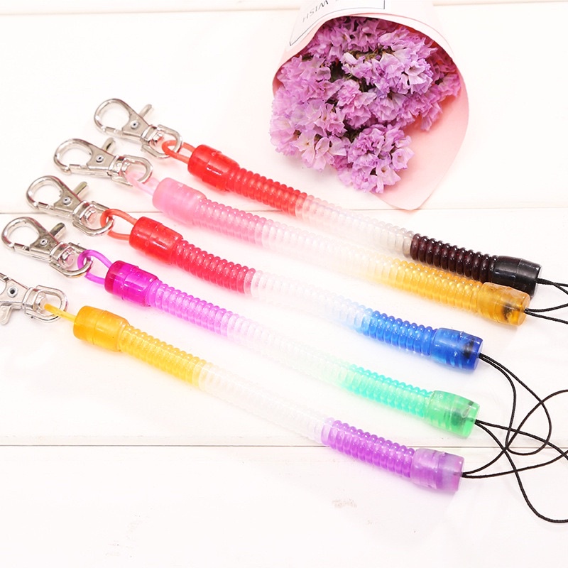 Tri-color Spring Coil Keychain Stretch Cord Safety Key Ring | Shopee ...