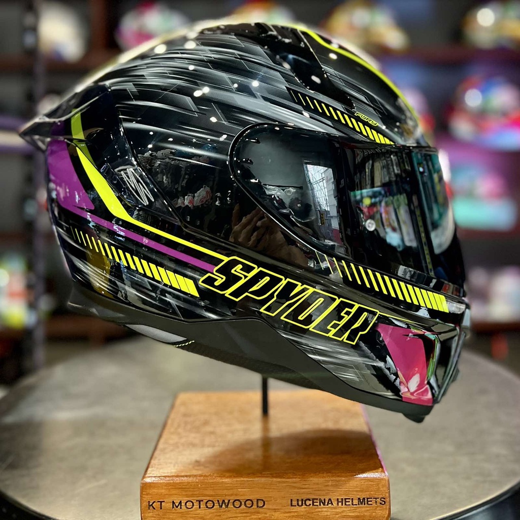 Spyder Fury S1 Full Face Dual Visor Helmet with Free Extra Clear Visor ...