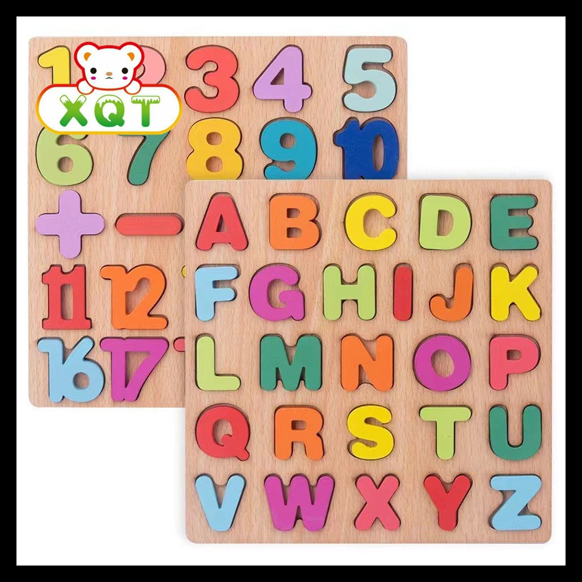 ABC Alphabet Digital Puzzle Wooden Toys Kid Number Letter shape ...