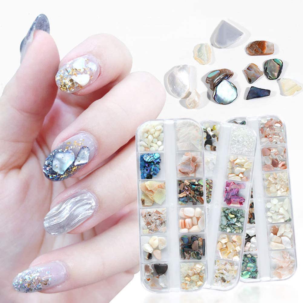 12 Different Sizes DIY Sea Shells Studs Crystals Diamonds Nail Art ...