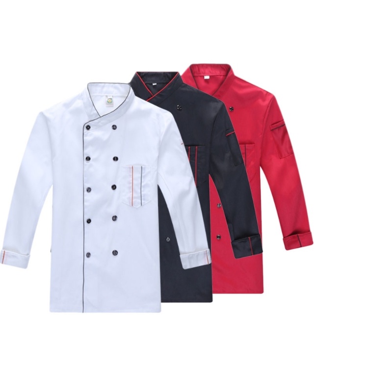 Chef Long Sleeve Jacket Restaurant Hotel Kitchen Workwear Men Women ...