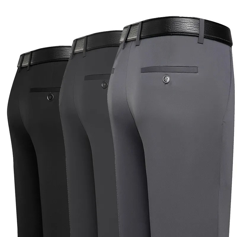 【Local Delivery】CEO Men's Formal Suit Pants Black Straight Cut Loose ...