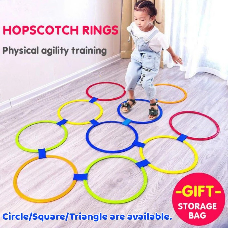 Children Brain Games Hopscotch Jump Circle Rings Set Kids Sensory Play ...