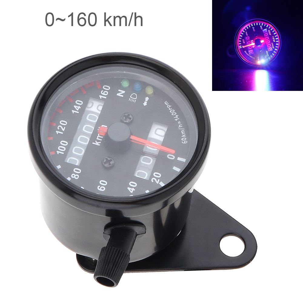 Black Motorcycle Speedometer 12V Metal Case with High Bright Two Color ...