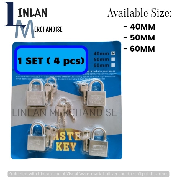 1 SET (4pcs) Heavy Duty Padlock Set w/ 3 pcs Master Key (2000) | Shopee ...