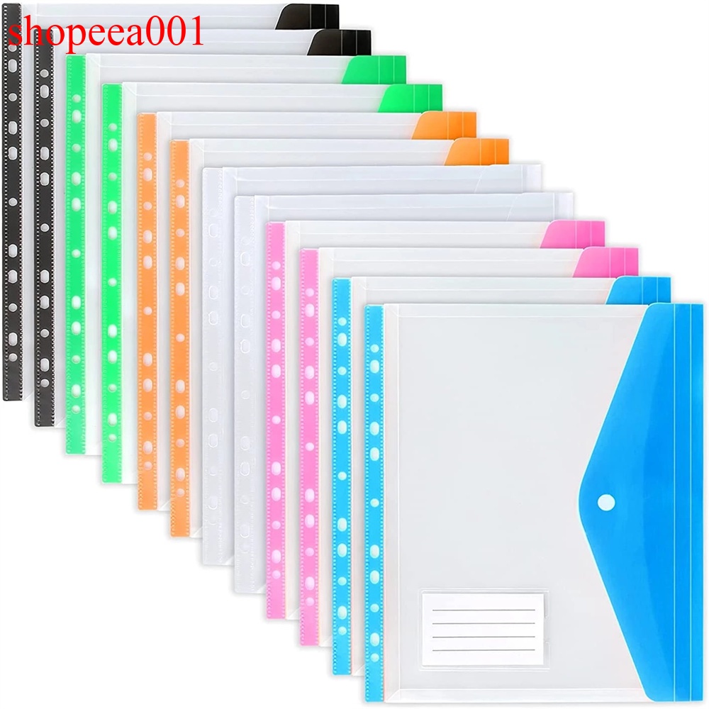 SHOPEEA001 A4 Size Plastic File Folders Wallets Colorful Document Files ...