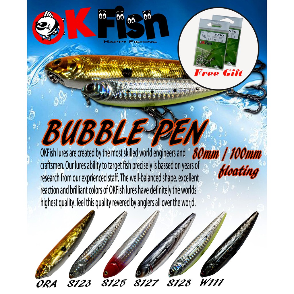 OKFISH BUBBLE PEN 100MM FISHING LURES (Ready Stock) | Shopee Philippines