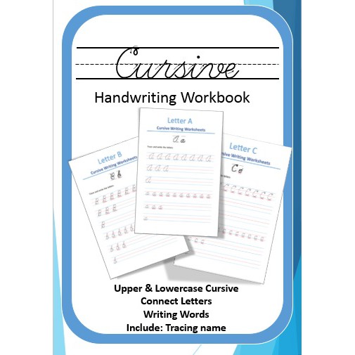Cursive writing tracing workbook with personalized tracing name ...