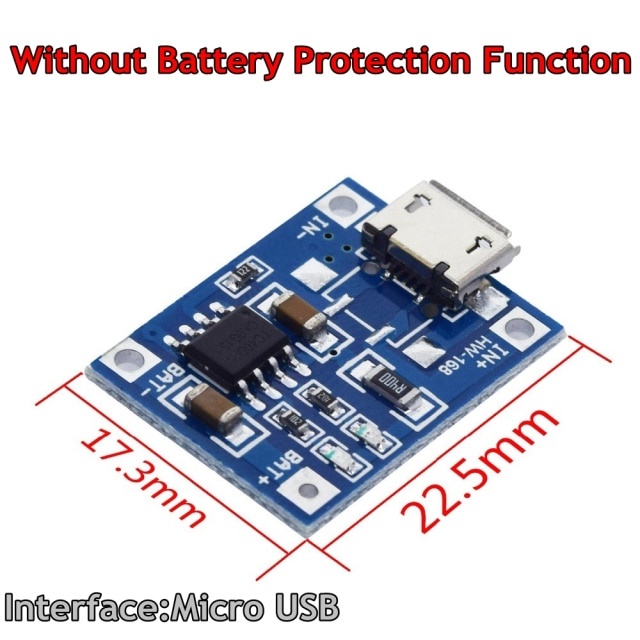 5 pcs/pack Micro USB 5V 1A 18650 TP4056 Lithium Battery Charger Module ...