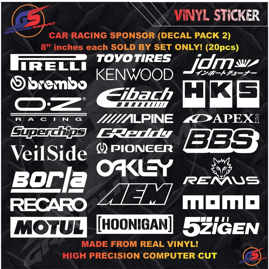 PART 2 20 Pieces Car Racing Sponsor Decals Sticker | Shopee Philippines
