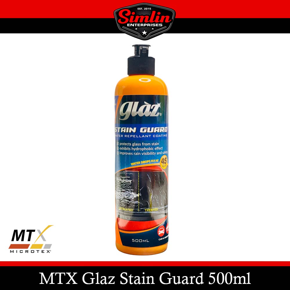 Glaz Stain Guard 500ml Water Repellant Coating Microtex MTX Glass ...