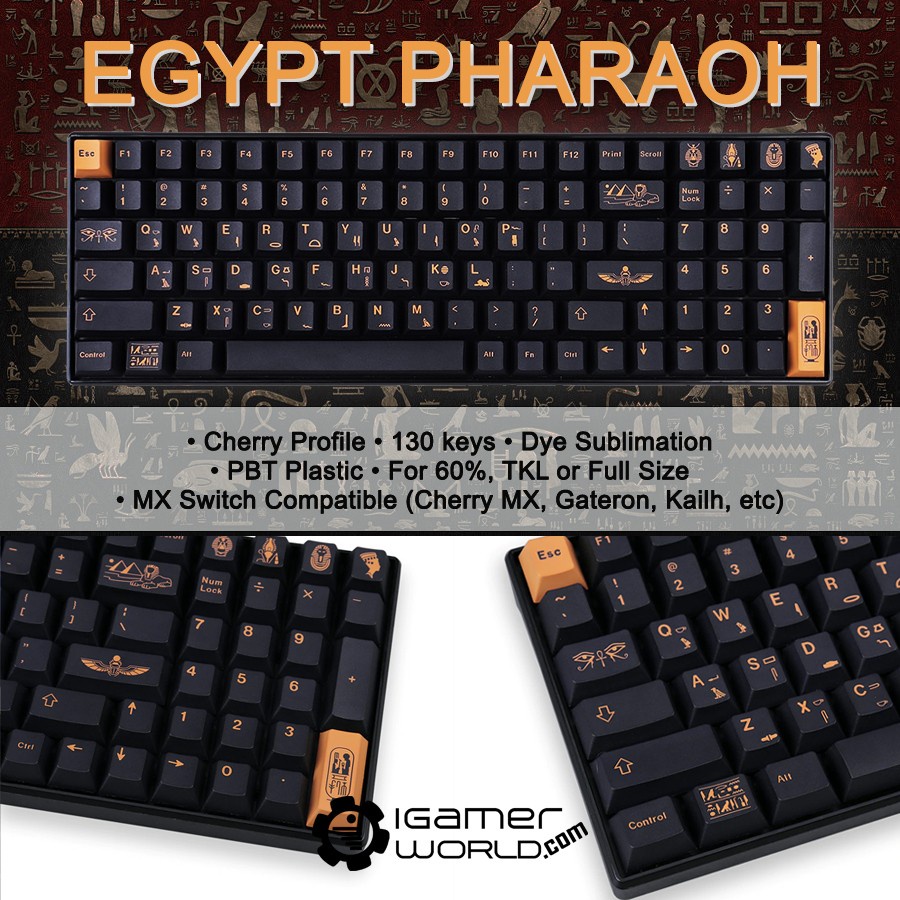 Titan Nation Egypt Pharaoh Keycaps PBT Dyesub for Mechanical Keyboard ...