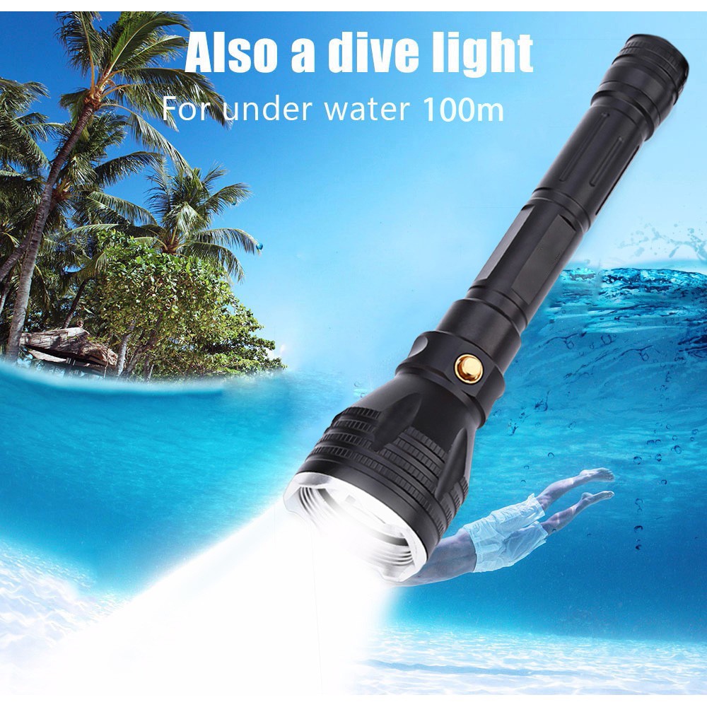 (COD) Spot 1200LM 10W L2 diving flashlight underwater 100M depth ...